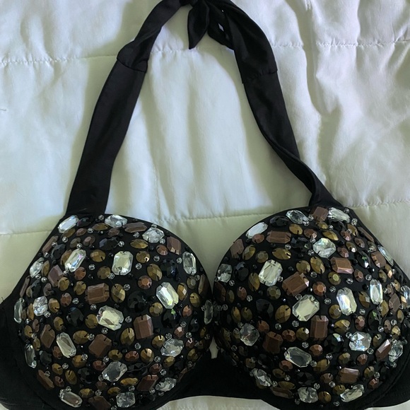 Victoria's Secret | Swim | Victorias Secret Black Embellished Bombshell Y2k Rhinestone Bikini ...